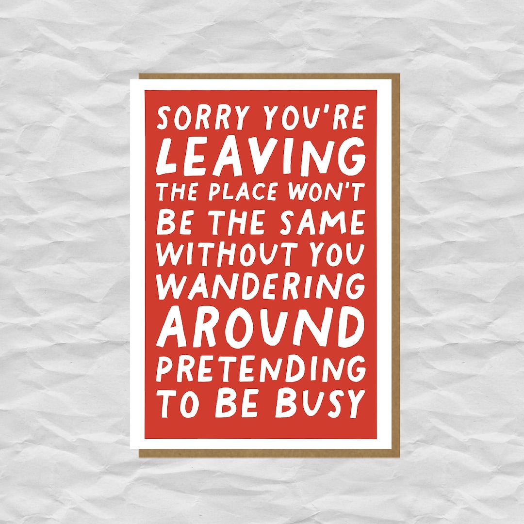 Leaving Card | Sorry You're Leaving | Goodbye | Leaving the Office ...