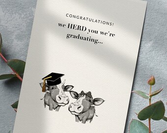 Graduation Cow Card - Etsy