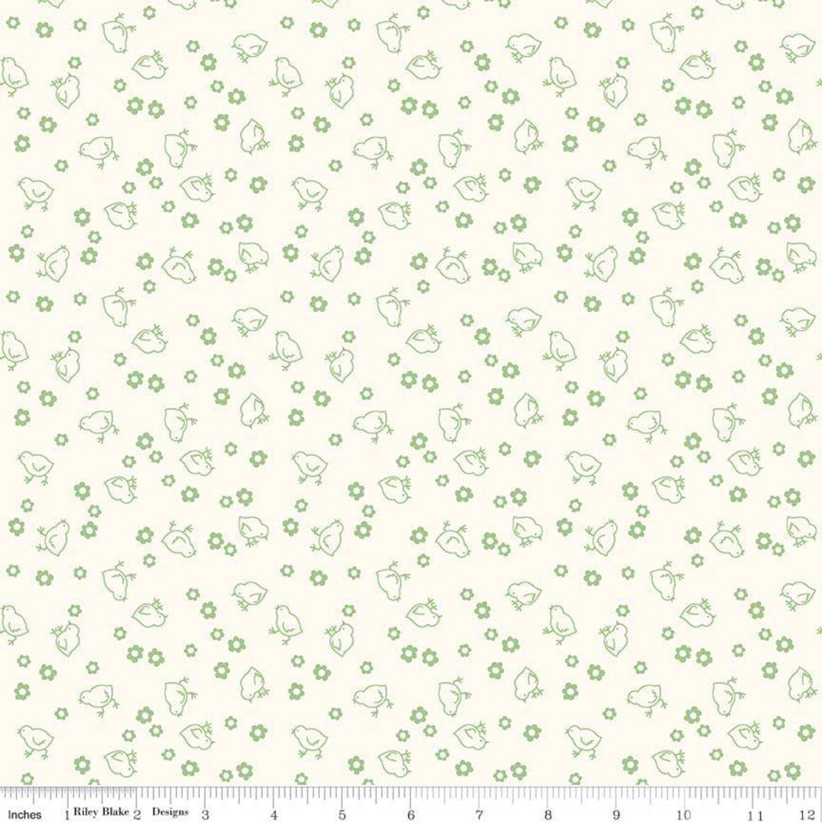 108 Wide Back Bee Backings & Borders Chick Green by Lori Holt for Riley ...