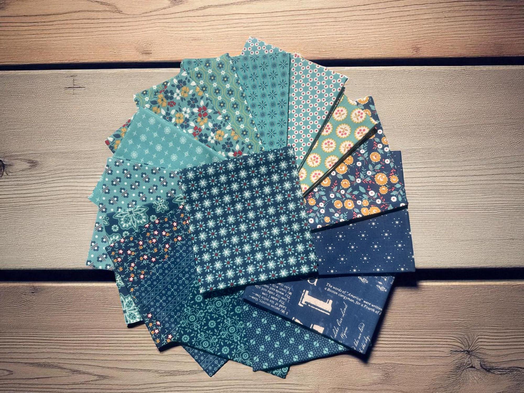 Americana Fabric Fat Quarter Bundle: Lori Holt, Blue Raindrop & Denim ...