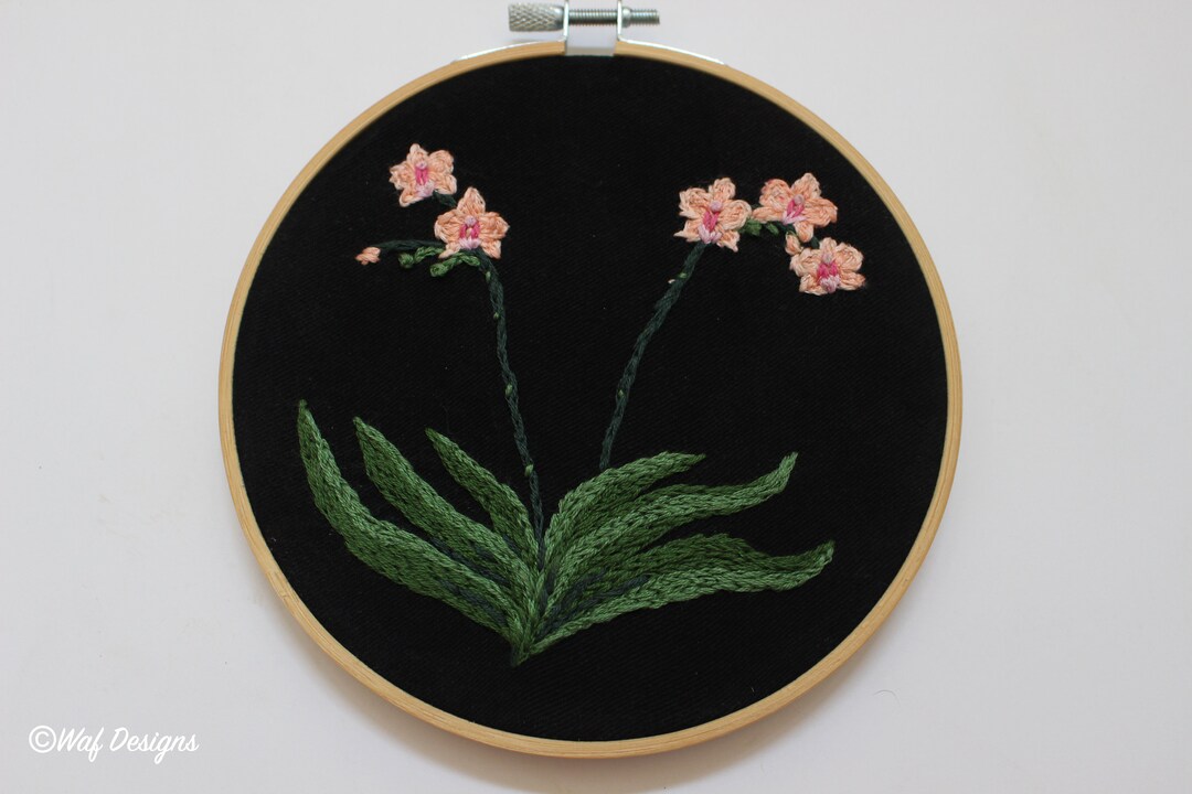 Hand Embroidered Orchid Wall Art, 5" Embroidery Hoop Multi-color Wall ...