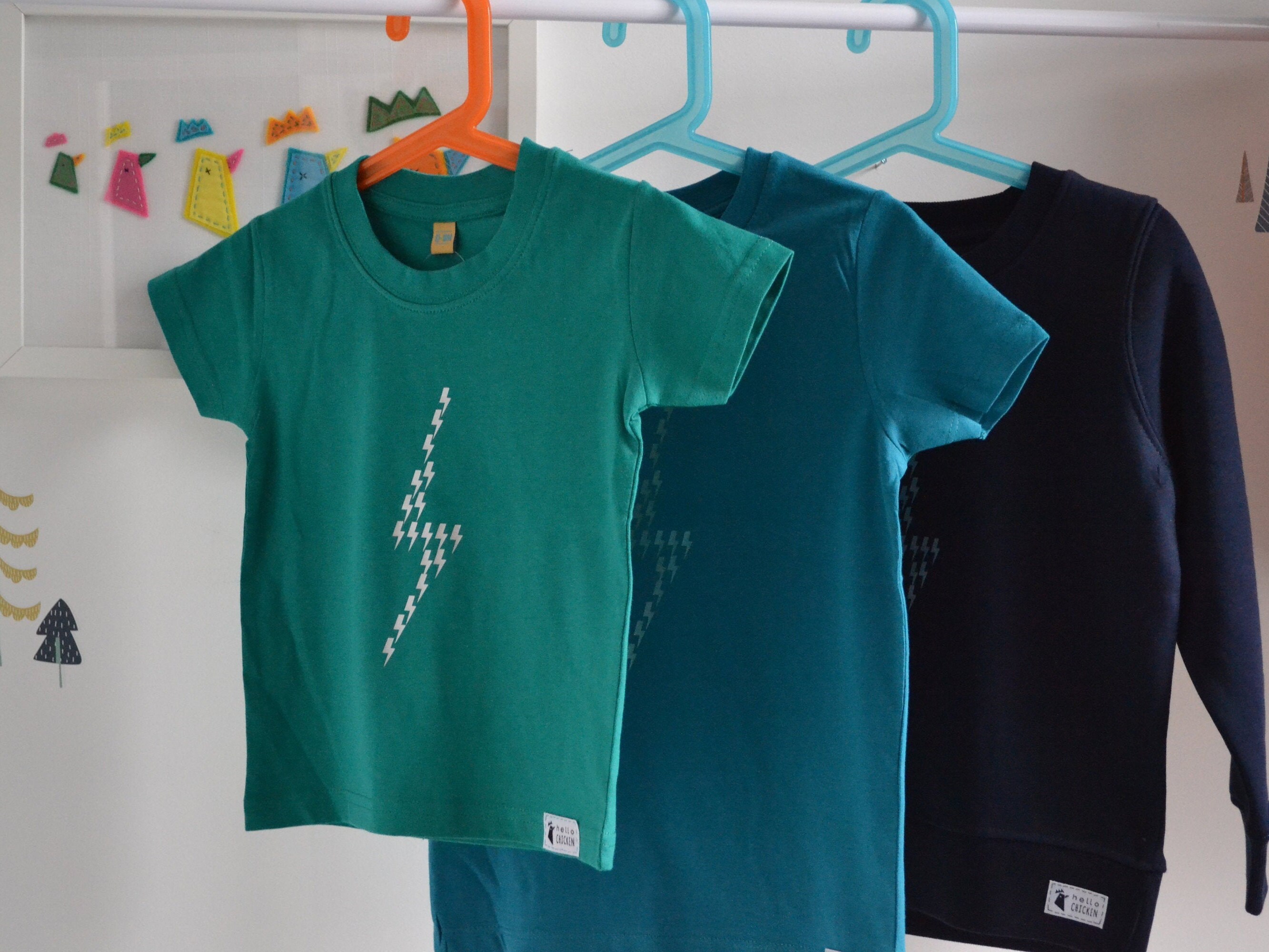 Kids Unisex Lightning Bolt Sweatshirt Jumper in Navy by Hello Chicken ...