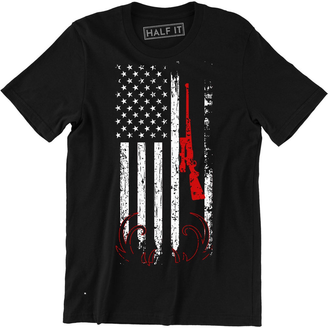 USA Patriotic Flag AWM Sniper Deer Hunting Shirt Men's Premium T-shirt ...