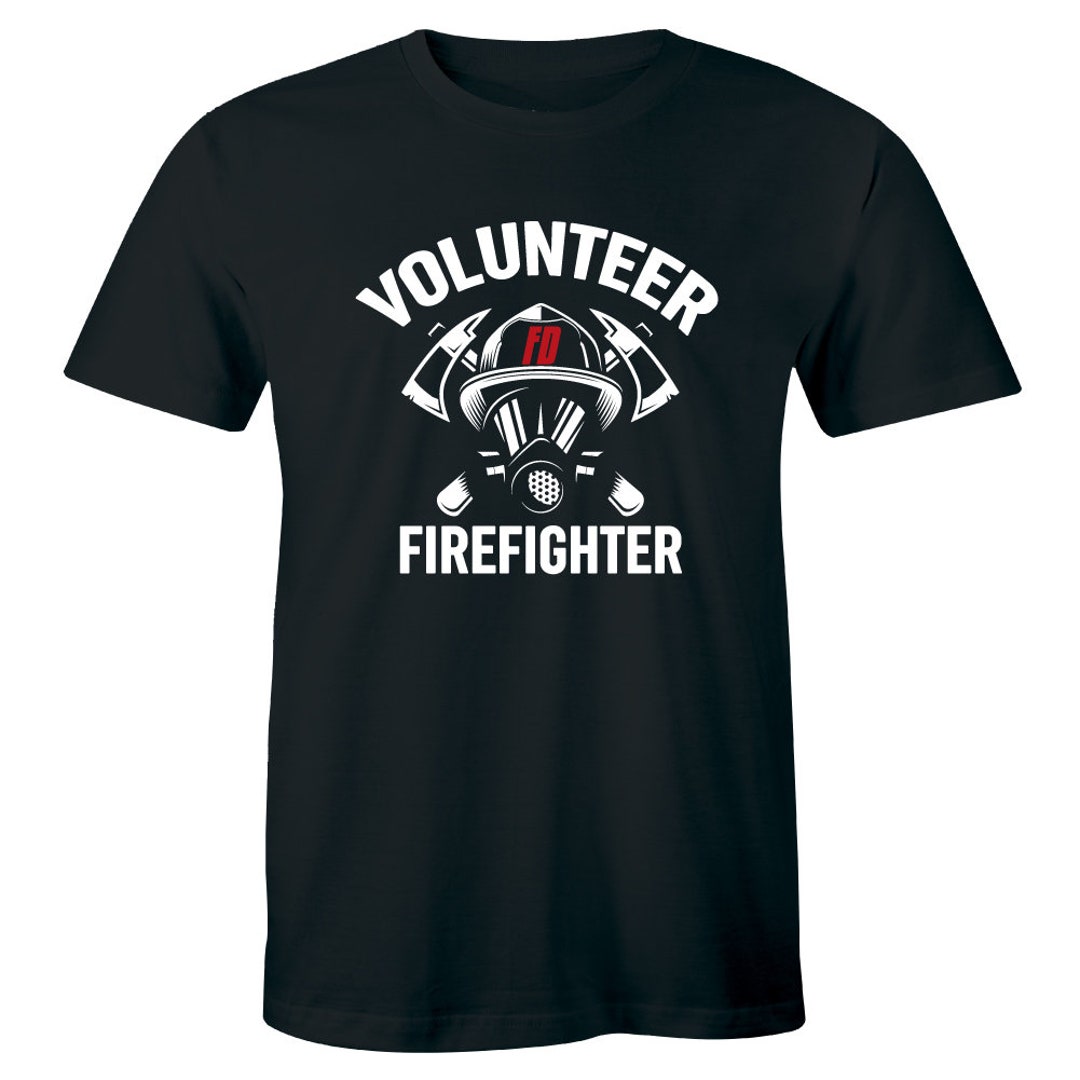 Firefighter Volunteer Fire Rescue Thin Red Line Department Tshirt Mens ...