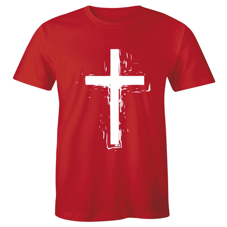 Jesus White Cross Christian Mens Tee Religious Worship Faith Blessed ...