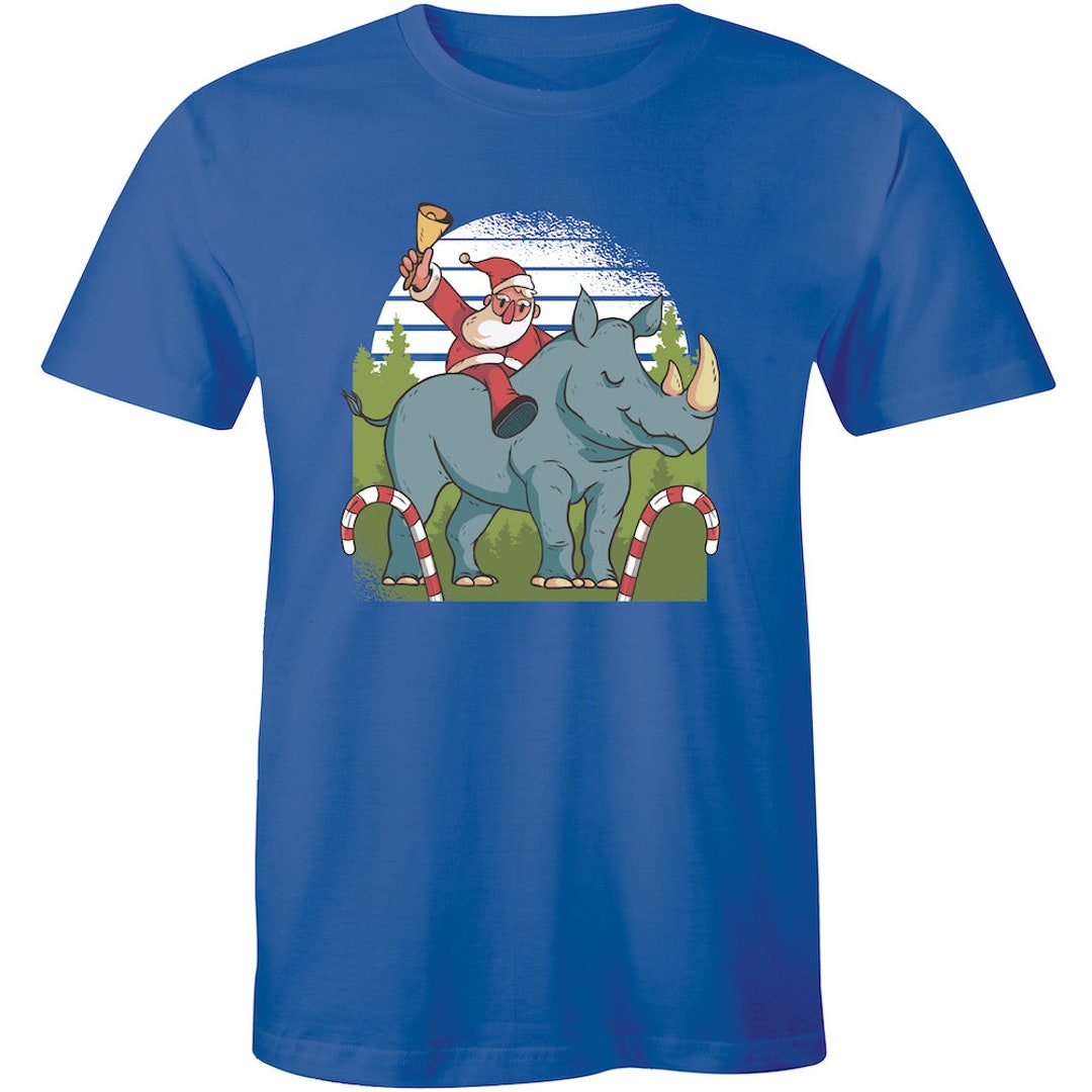 Santa Claus Riding A Hippopotamus T-shirt Christmas Holiday Men's Tee ...