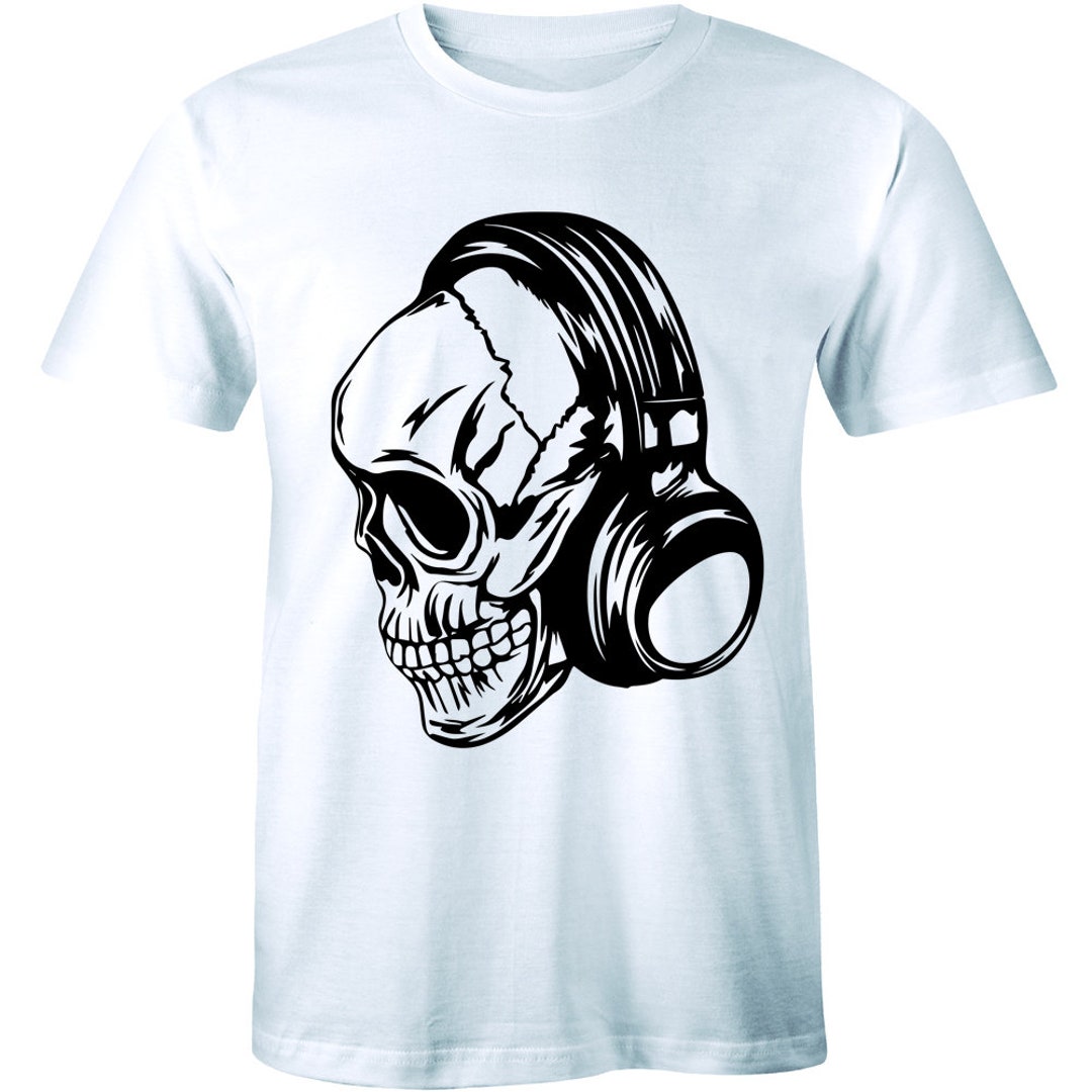 Skeleton Head With Headphone T-shirt for Men - Etsy