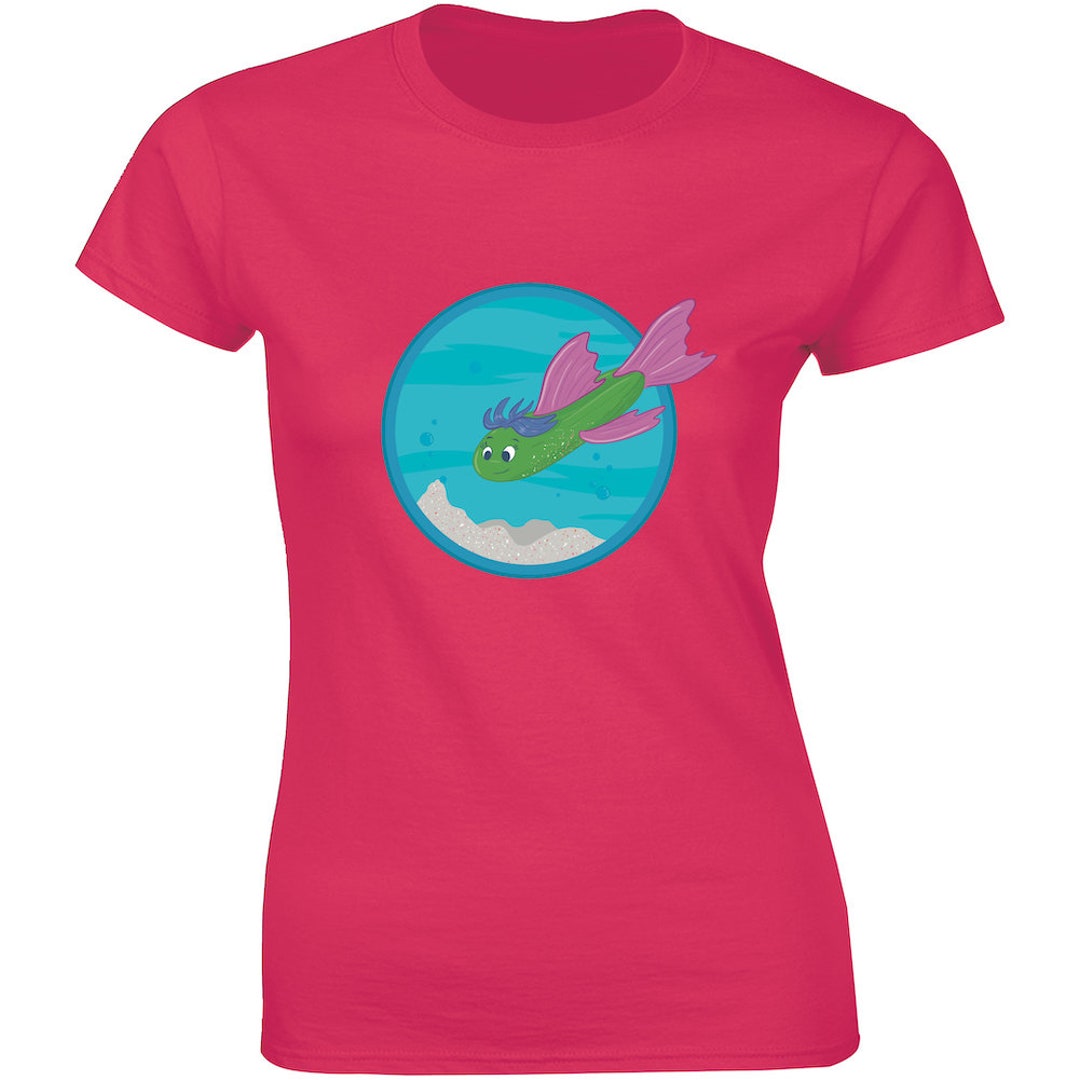 Cute Green Cartoon Fish - Funny Fishing Shirt Women's T-shirt Gift Tee ...