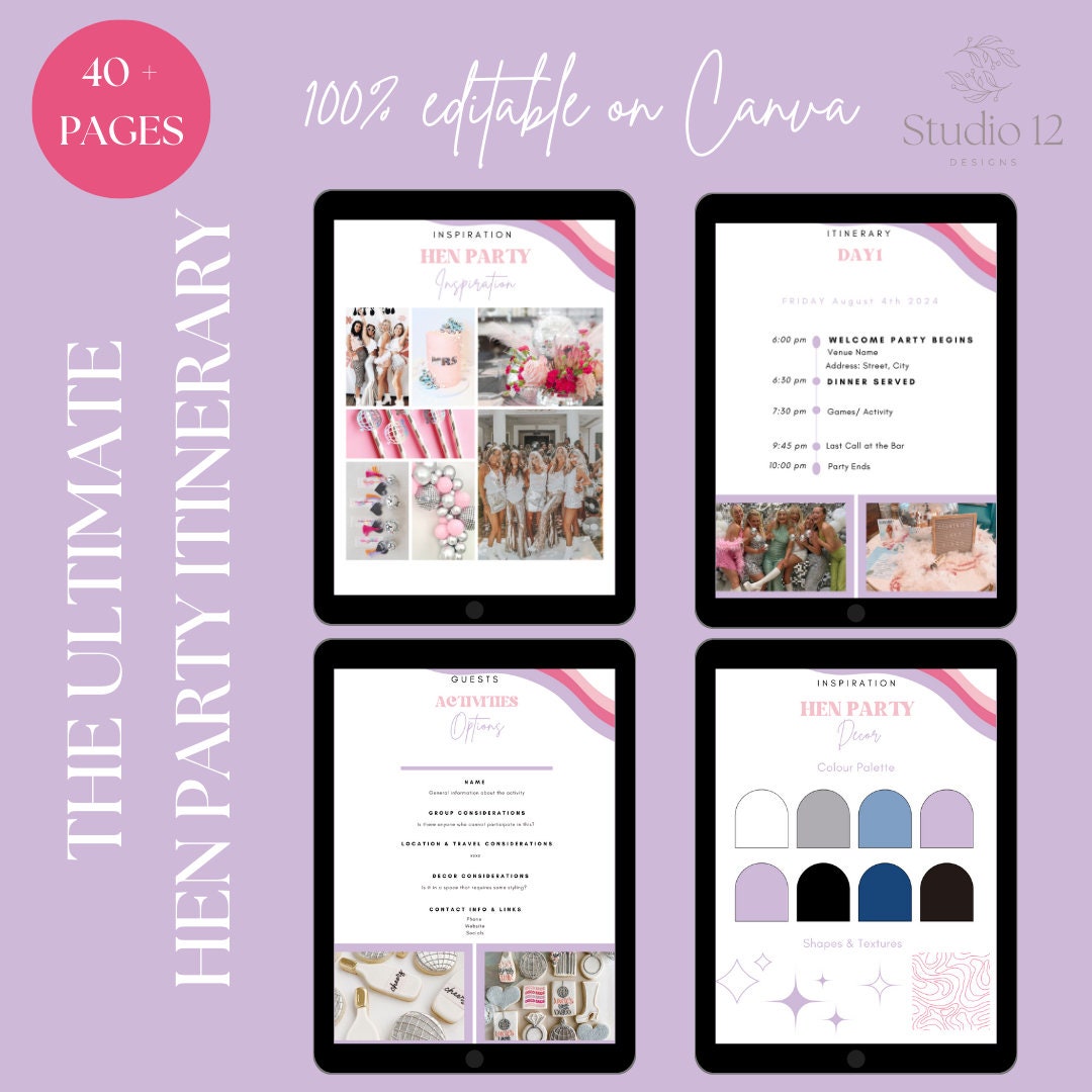 Pastel Hen Party Itinerary: MOH Planning 40+ Pages - Full Agenda to ...