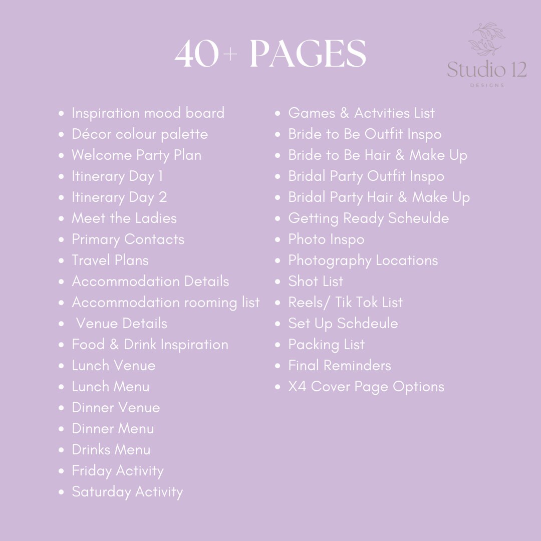 Pastel Hen Party Itinerary: MOH Planning 40 Pages Full Agenda to Share ...