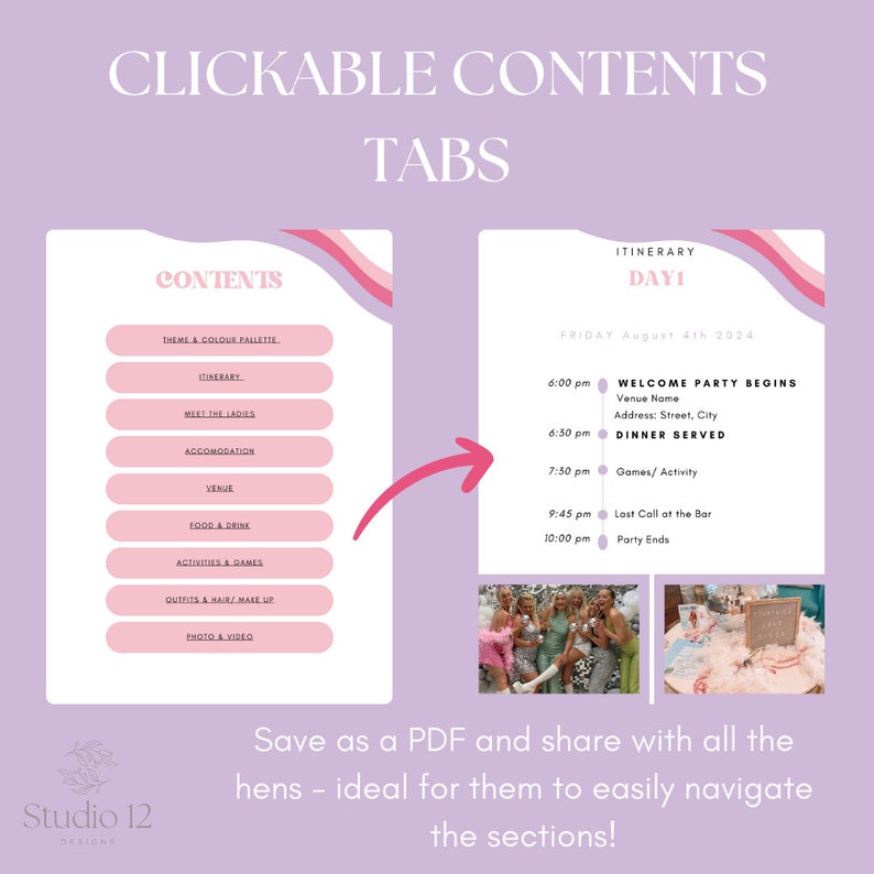 Pastel Hen Party Itinerary: MOH Planning 40+ Pages - Full Agenda to ...