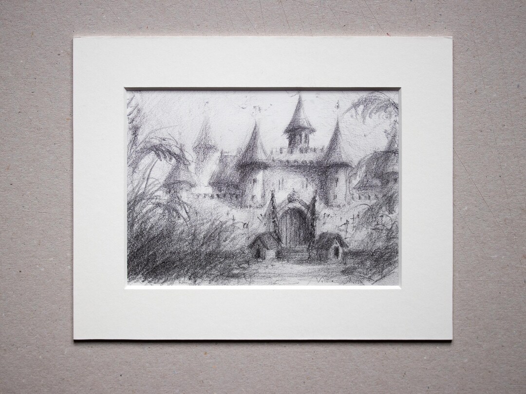 Graphite Drawing of a Mystical Castle - Etsy