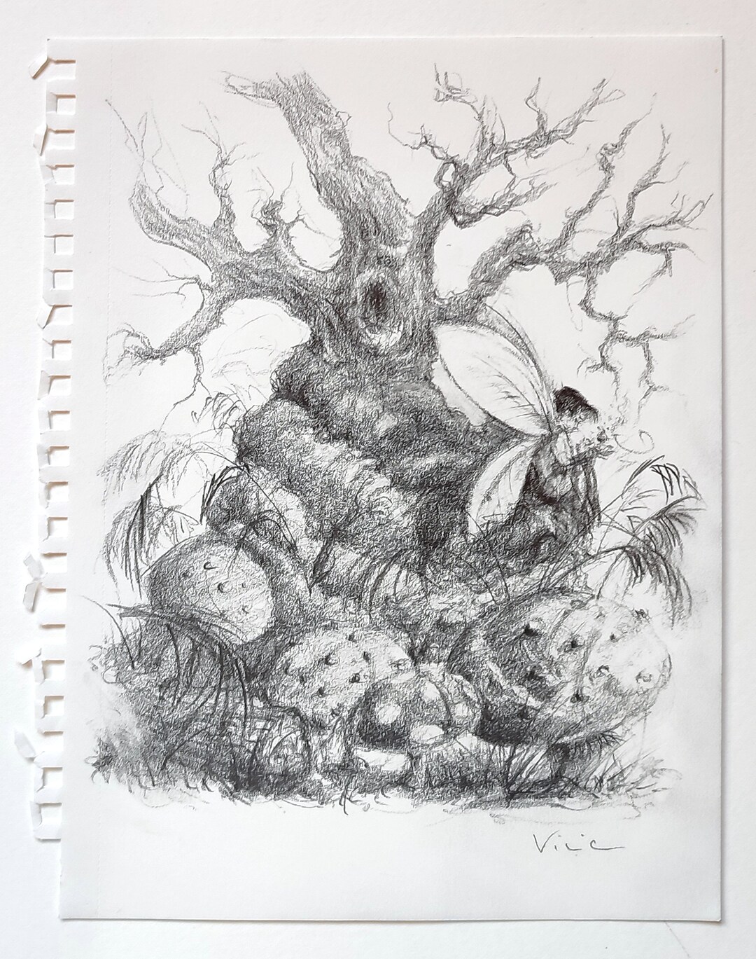 Orignal Fairy in Enchanted Forest Drawing - Etsy