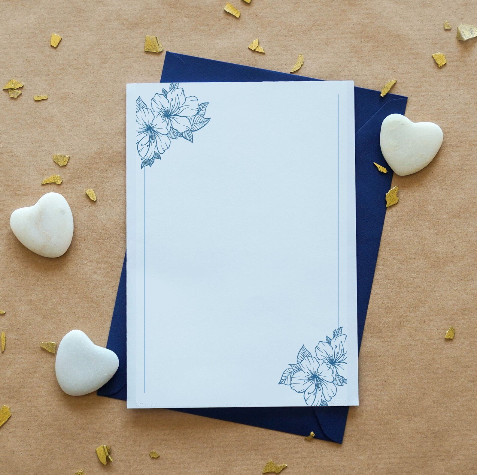 DIGITAL Rectangular Teal Floral Border Frame for Paper and Digital Uses ...