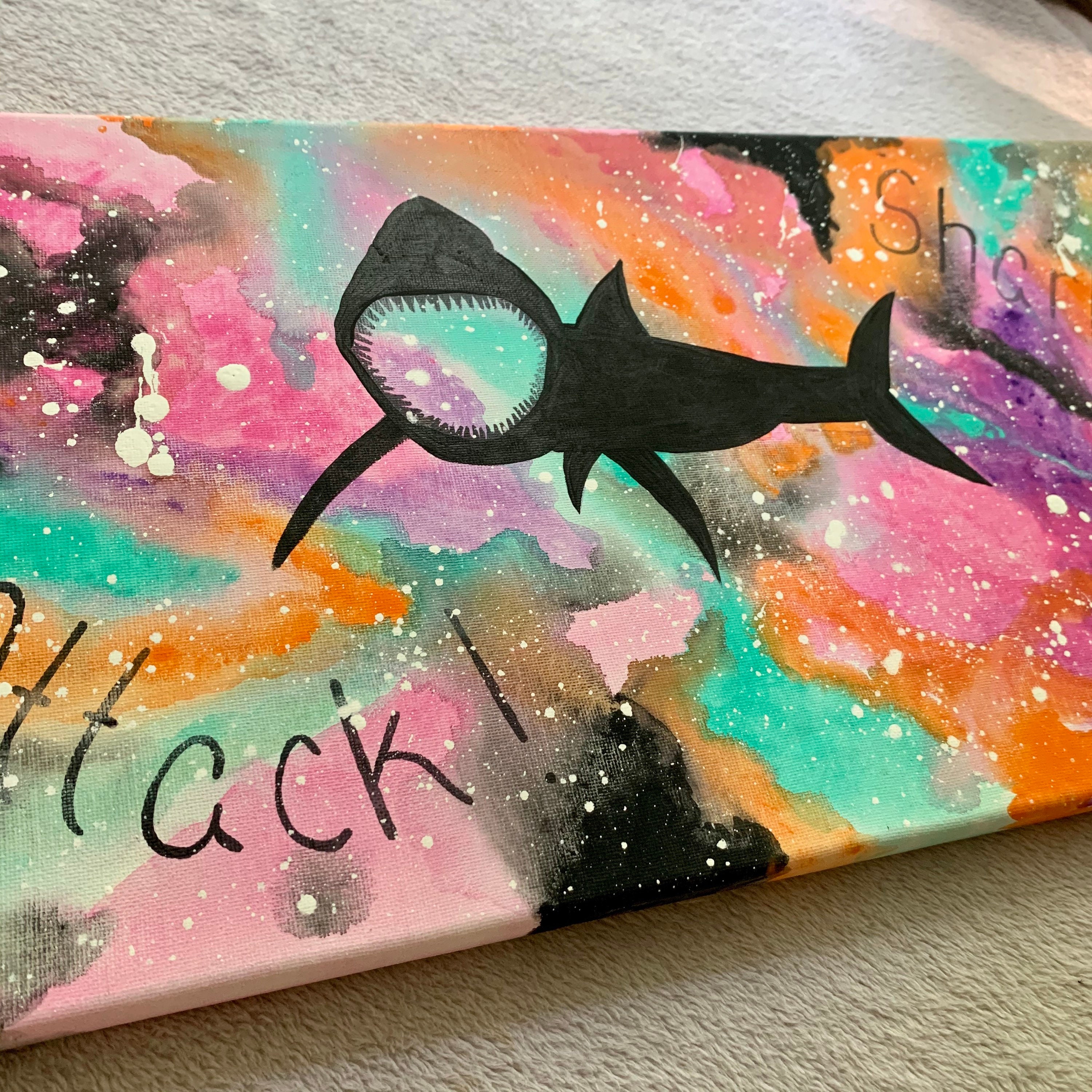 Original Acrylic Painting on Canvas Shark Attack 10x18.5 - Etsy