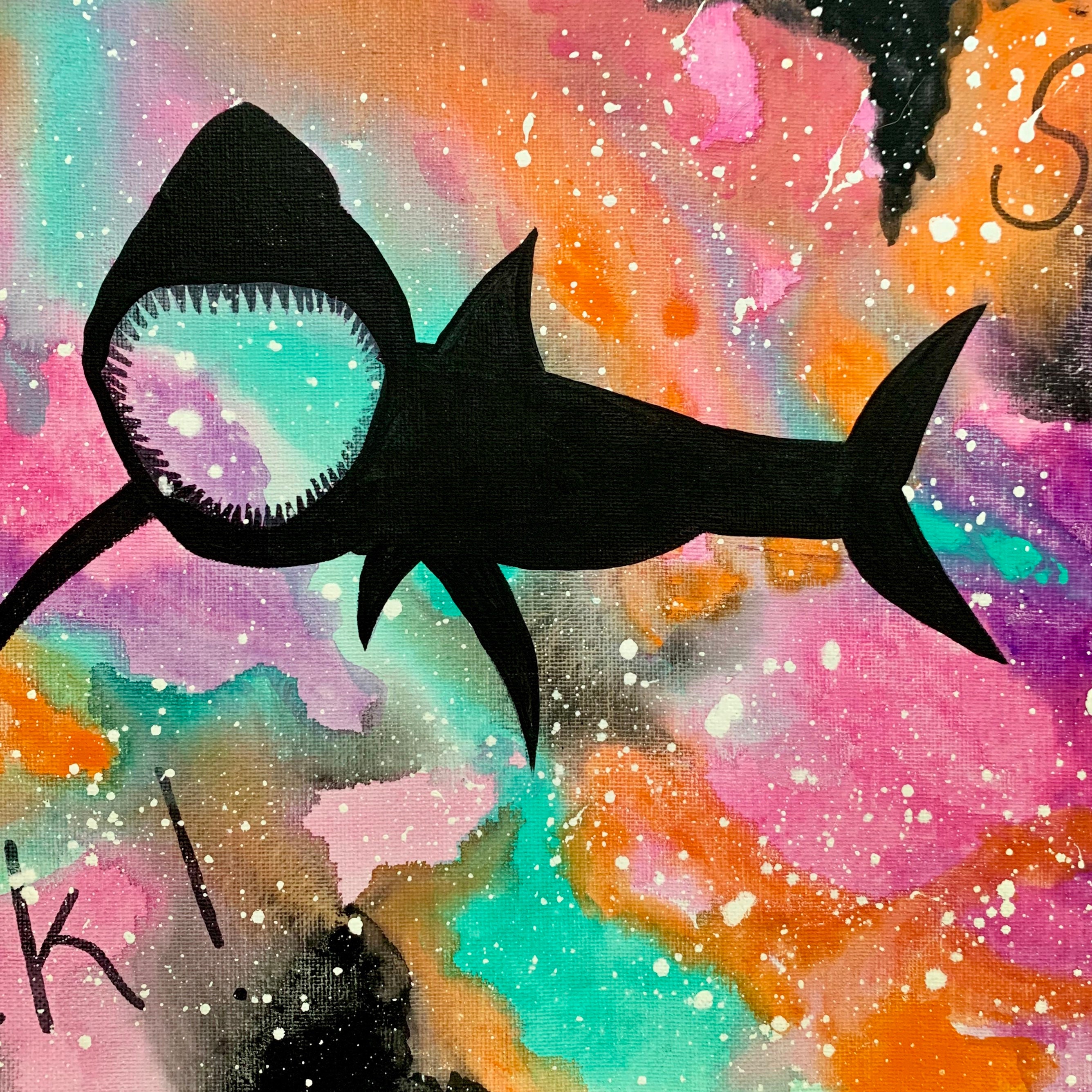 Original Acrylic Painting on Canvas Shark Attack 10x18.5 - Etsy