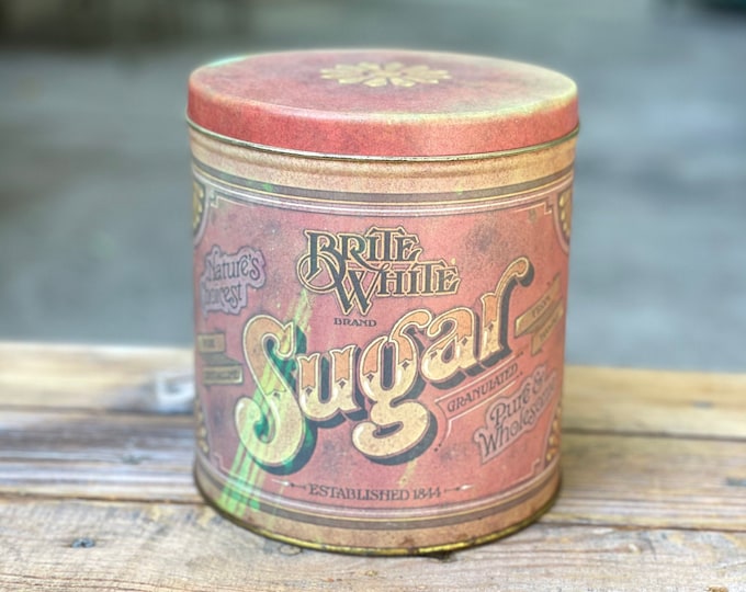 Vintage Sugar Canister Tin - Sugar Storage - Sugar Jar - Vintage ...