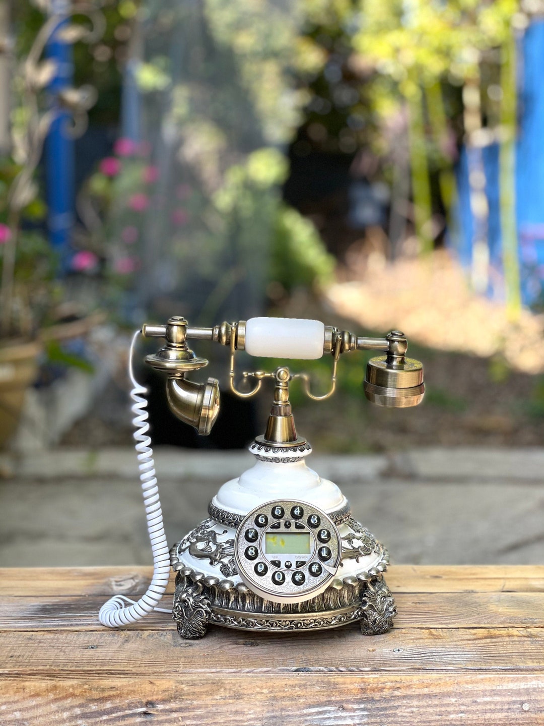 Unique Victorian Large Telephone - Vintage Push Button Telephone ...