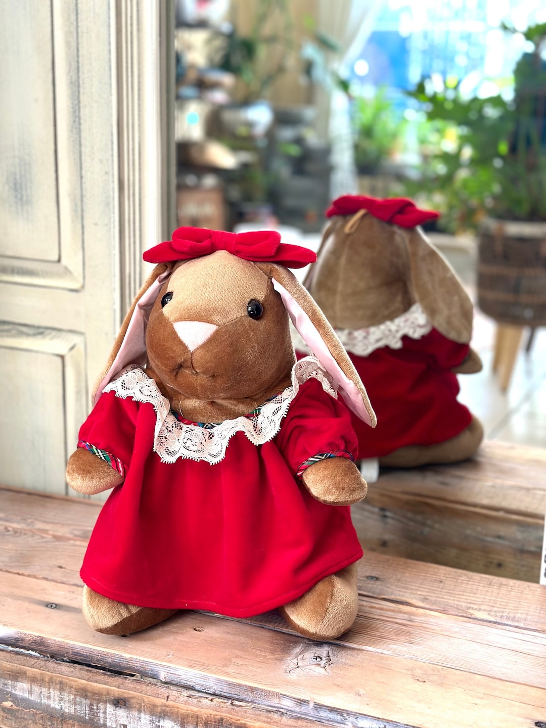 1985 Christmas Cottage Plush, Vintage Christmas Rabbit, Country ...