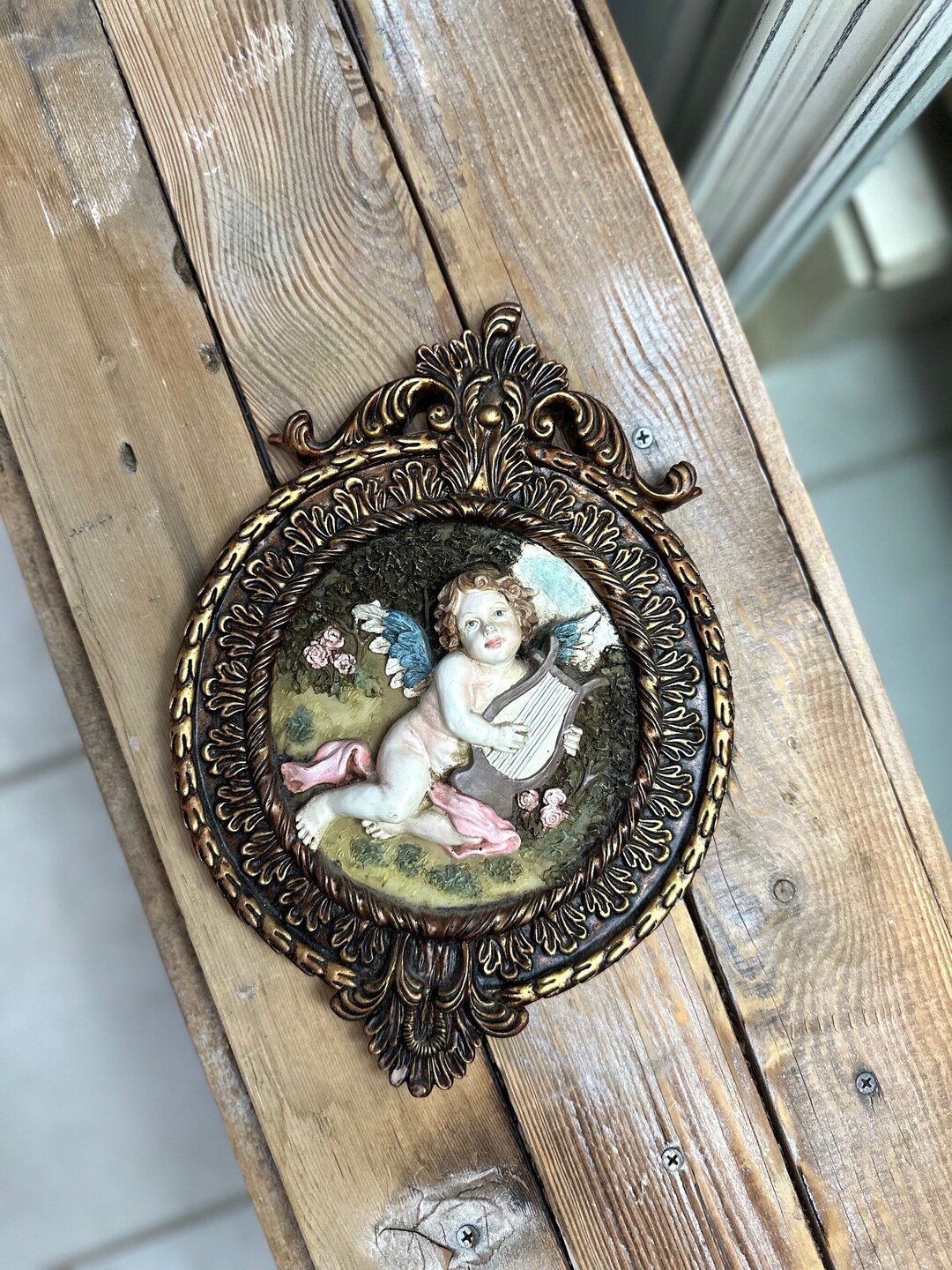 Tuscany 3D Resin Cherub Wall Plaque, Embossed Wall Art, Vintage Angel ...