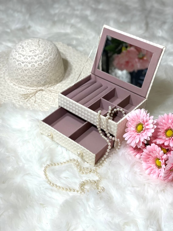 Hand-beaded Floral Jewelry Box Vintage Woven Fabric Jewelry - Etsy