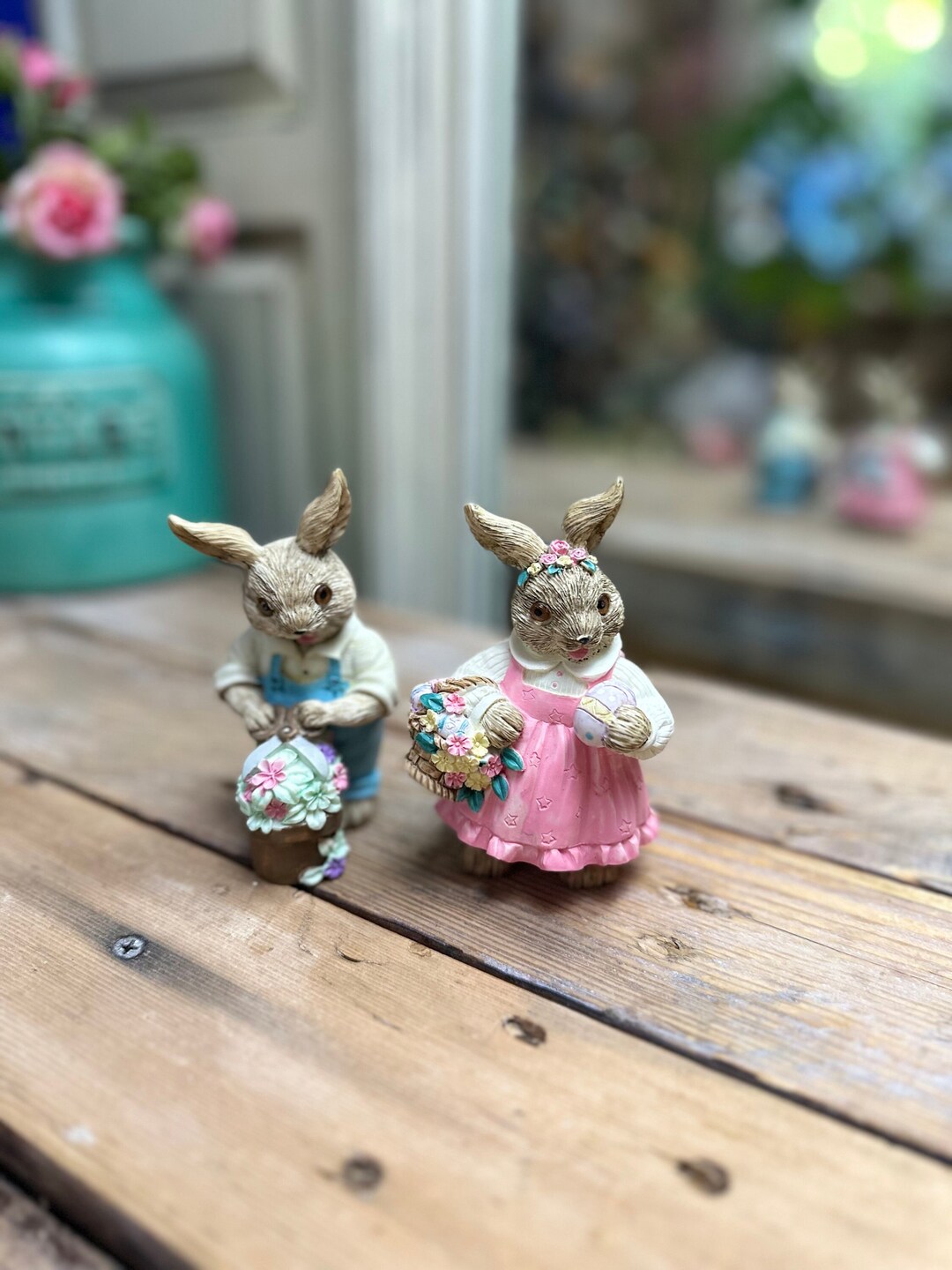 1992 Bunny Couple Figurines - 1992 Mervyns Rabbit Figurines - Vintage ...