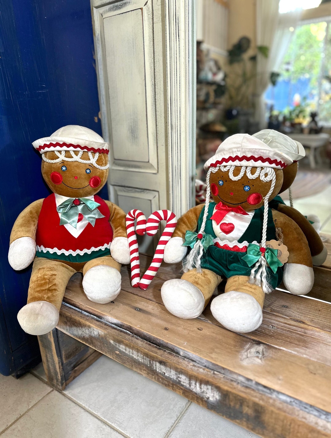 1990 Large 21" Mr. Mrs. Gingerbread, Gingerbread Couple Dolls ...