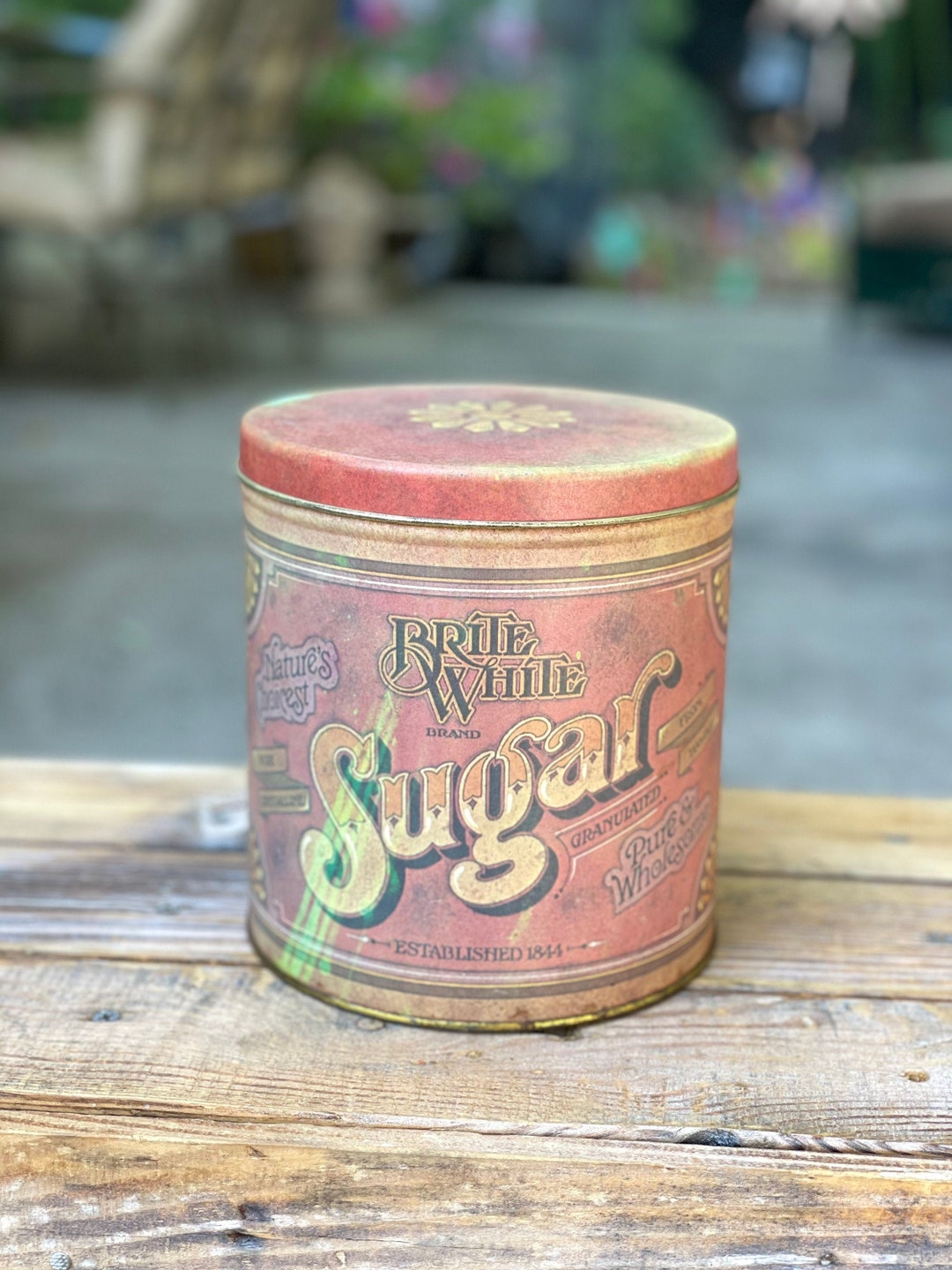 Vintage Sugar Canister Tin - Sugar Storage - Sugar Jar - Vintage ...