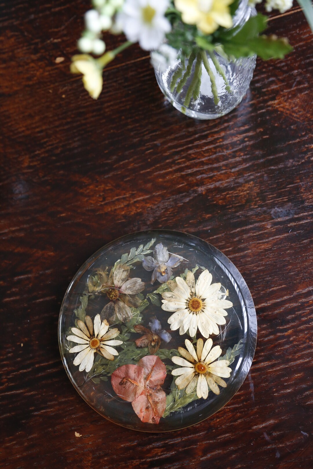 Pressed Natural Flowers Pot Coaster - Floral Pressed-pansy Coaster ...