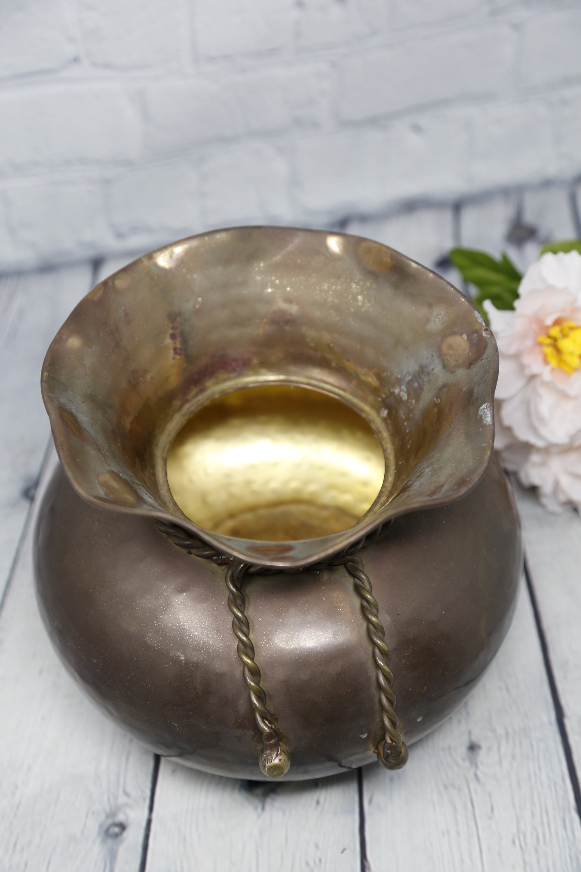 Caldero de latón macizo / Plantador Florero de latón sólido - Etsy España