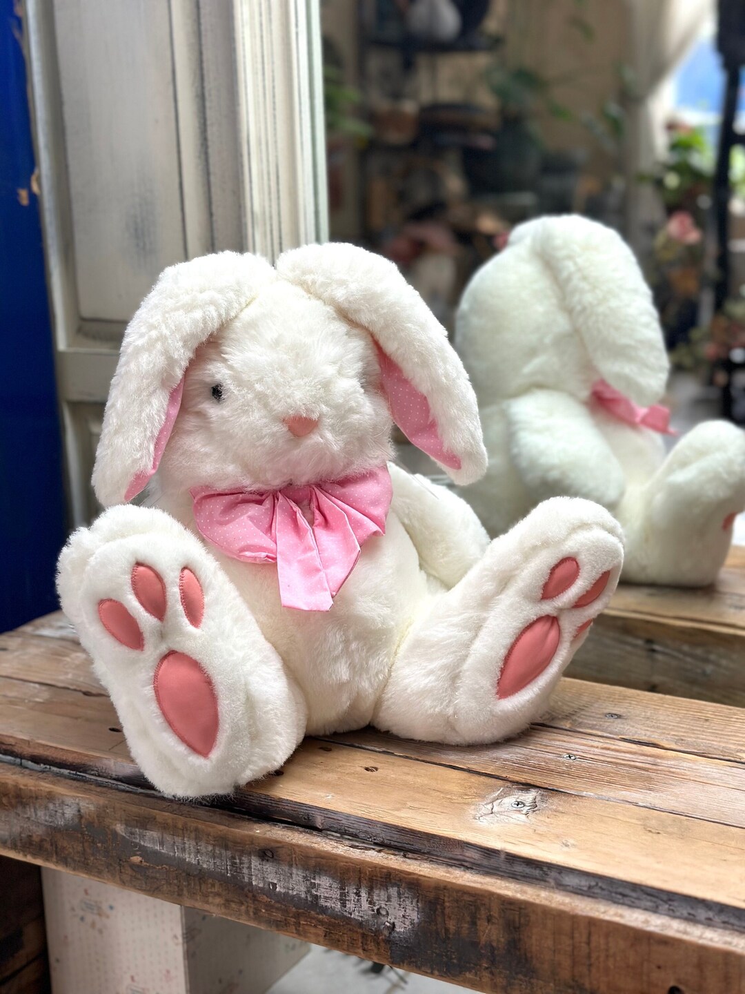 1990 Fluffy Bunny Doll, Vintage Bunny Doll, Country Shabby Chic Bunny ...