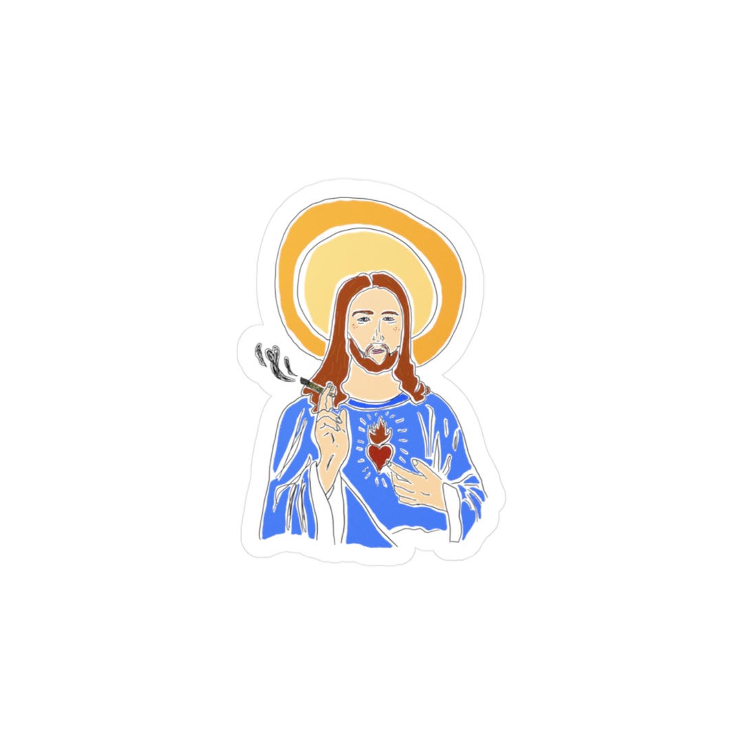 Vinyl Decal Sticker, Drawn Jesus Smoking Design, Laptop Decals, Quote ...