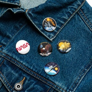 NASA Space Exploration Set of Pin Buttons | NASA Logo, Skylab ...