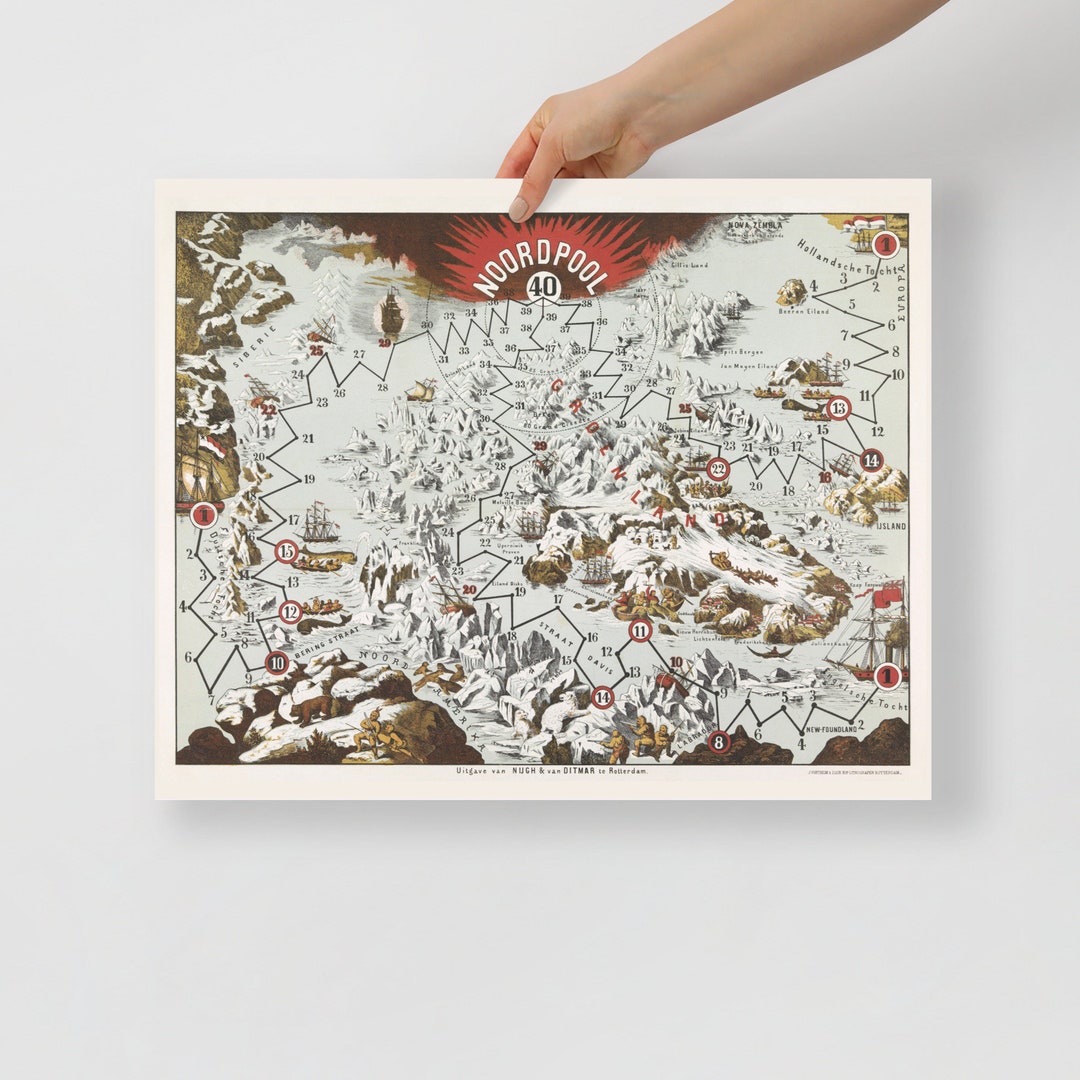 North Pole Map (noordpool) Arctic Cartography Poster Featuring ...