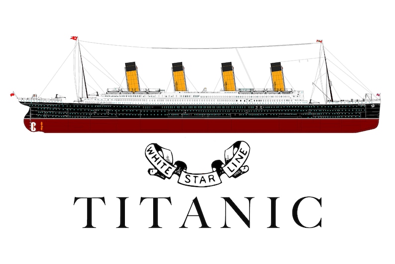 RMS Titanic Ocean Liner Blueprint With White Star Lines Logo High ...