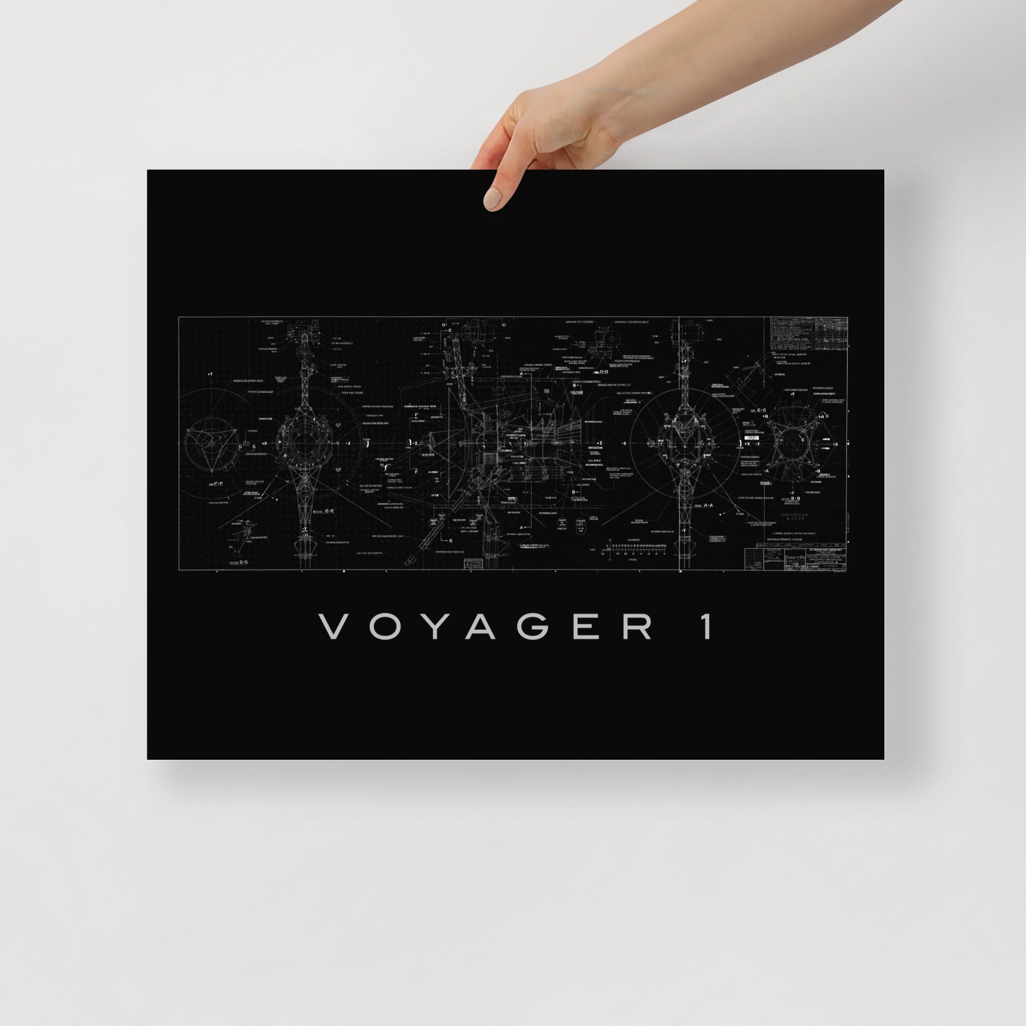 Voyager 1 Spacecraft Ultra Detailed Blueprint Poster | NASA & Carl ...
