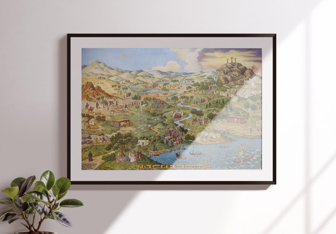 1939 the Land of the New Testament - Jaro Hess Pictorial Map Poster - Etsy