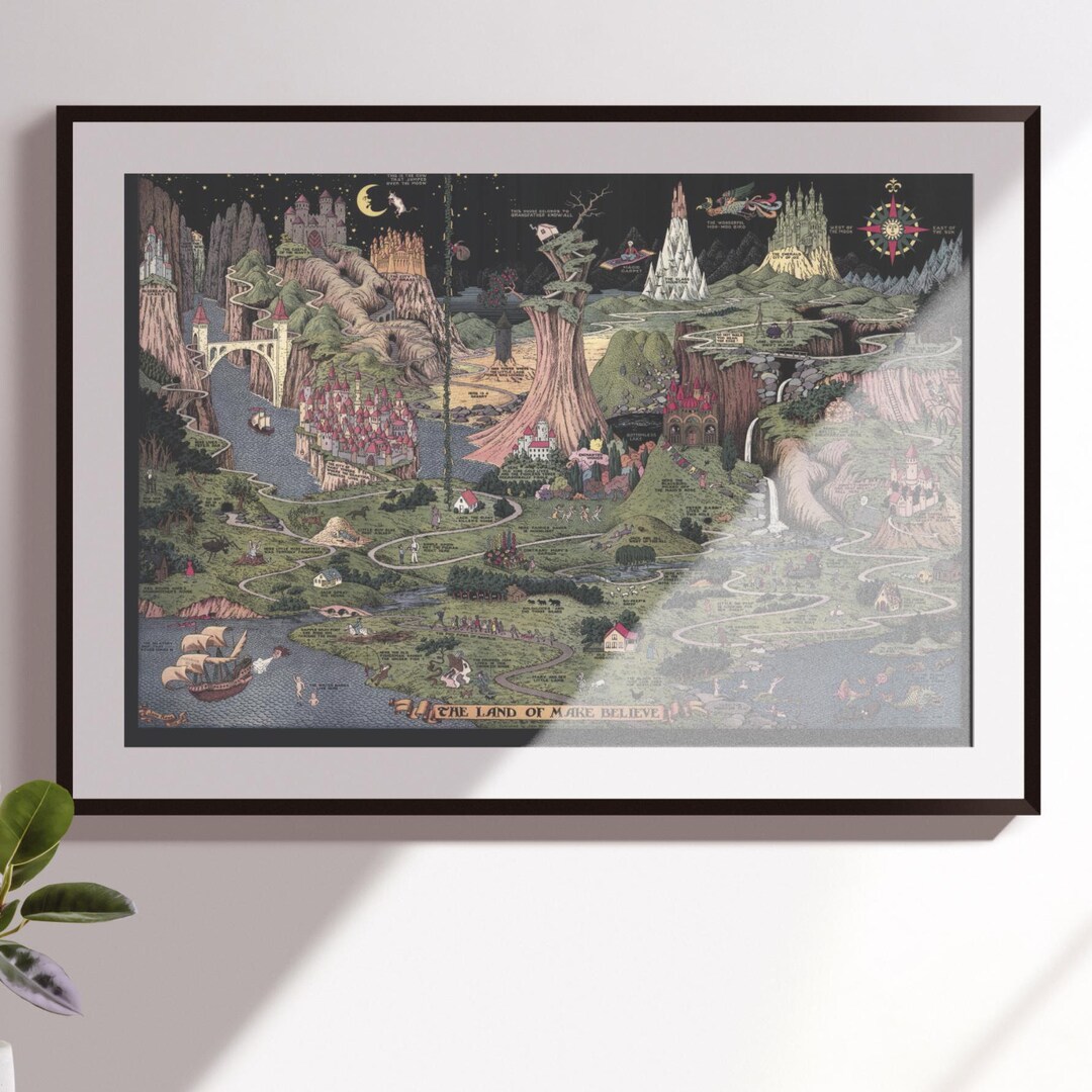 Jaro Hess Fairytale Map Poster: Land of Make Believe Art - Etsy