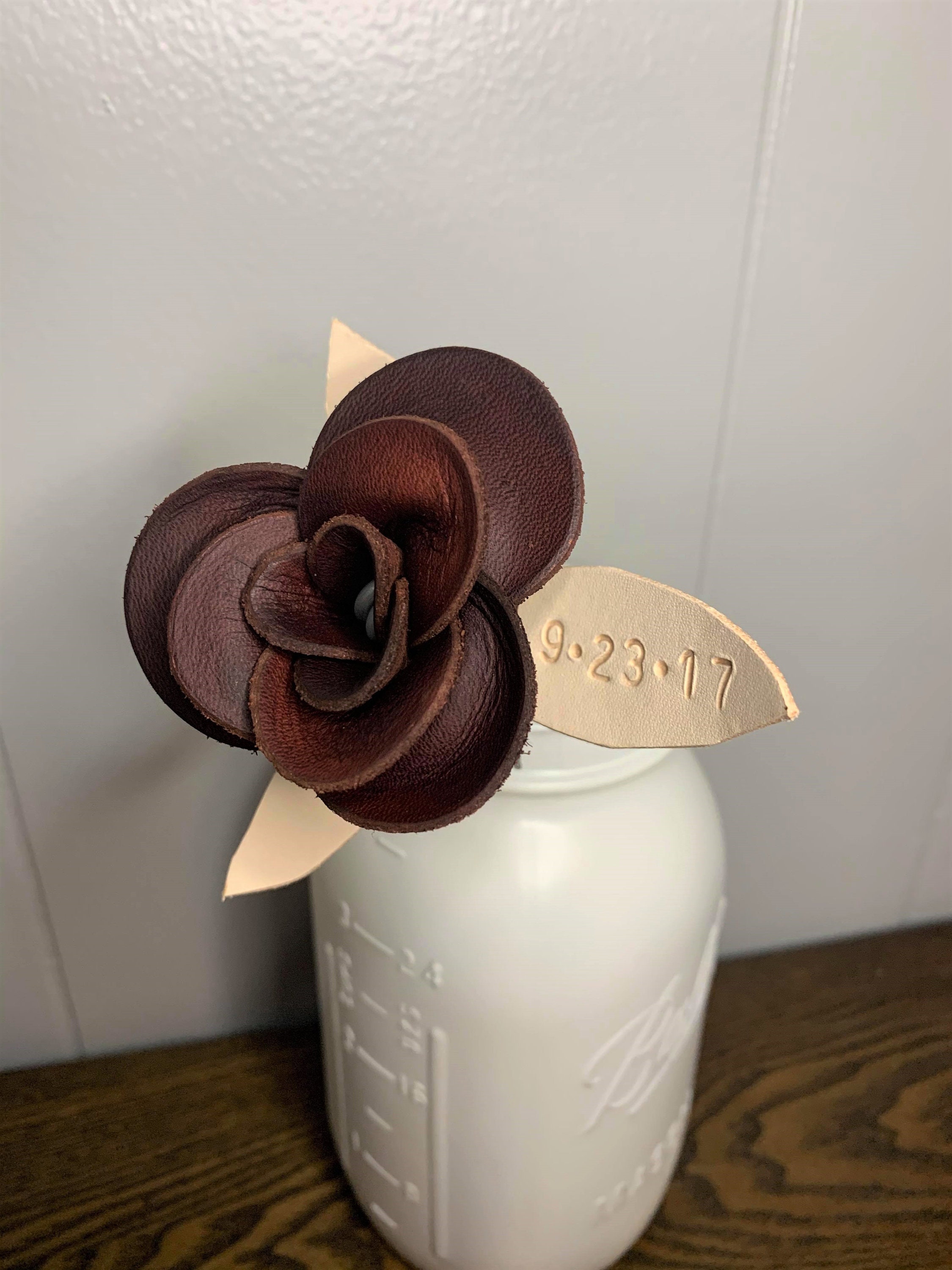 Leather Rose With Date or Initial Anniversary Gifts - Etsy Canada