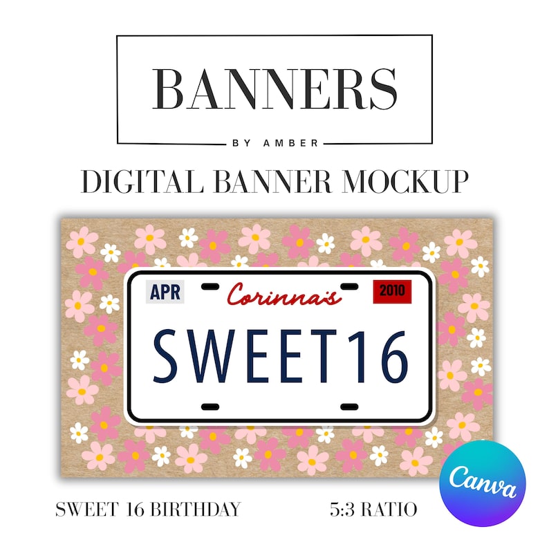 Sweet 16 Birthday Banner Digital Mockup - Etsy