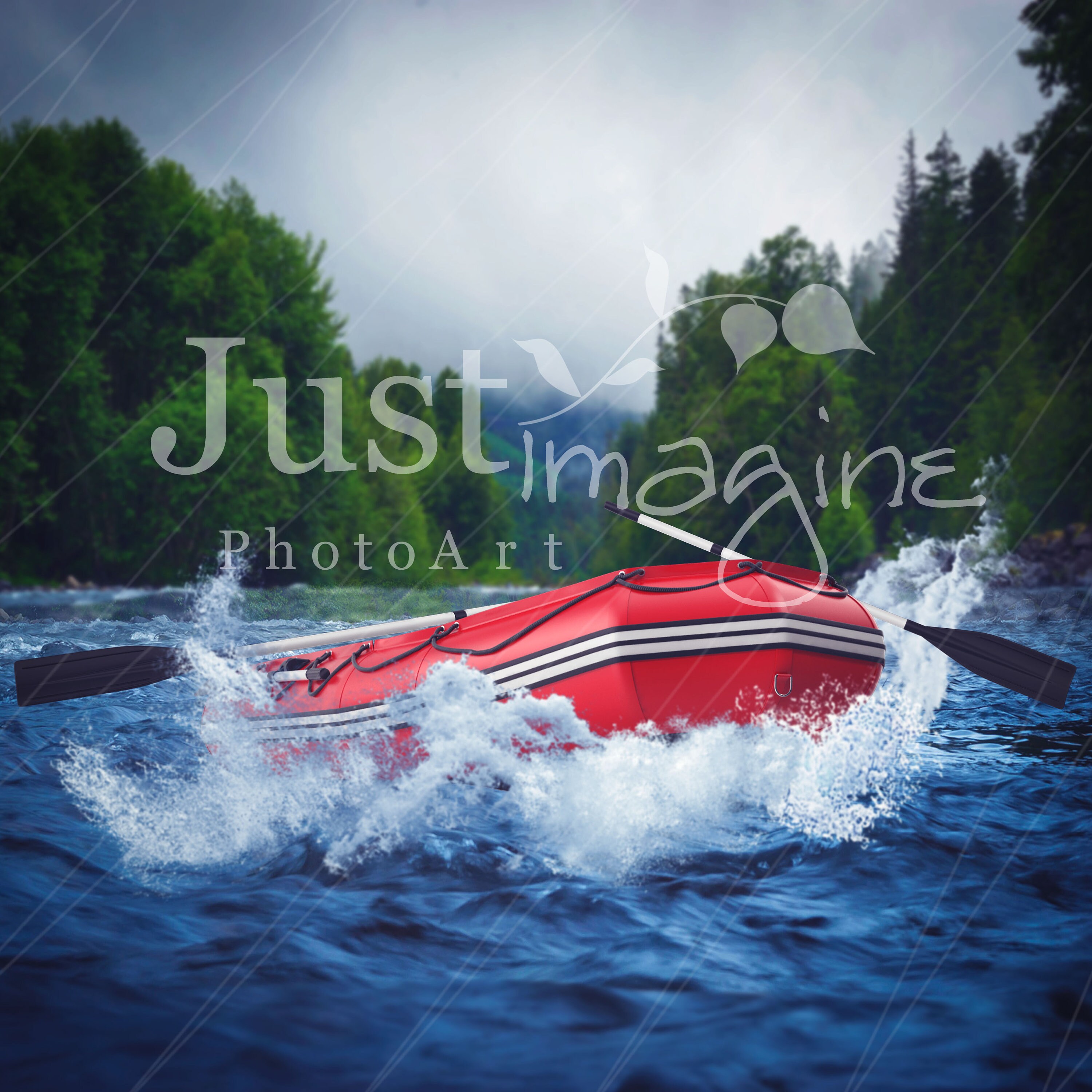 River Rafting Digital Background, River Rafting, Boat, Canoe, River - Etsy