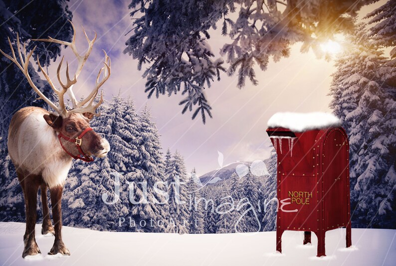 North Pole Mailbox Digital Background, North Pole, Mailbox, Christmas ...