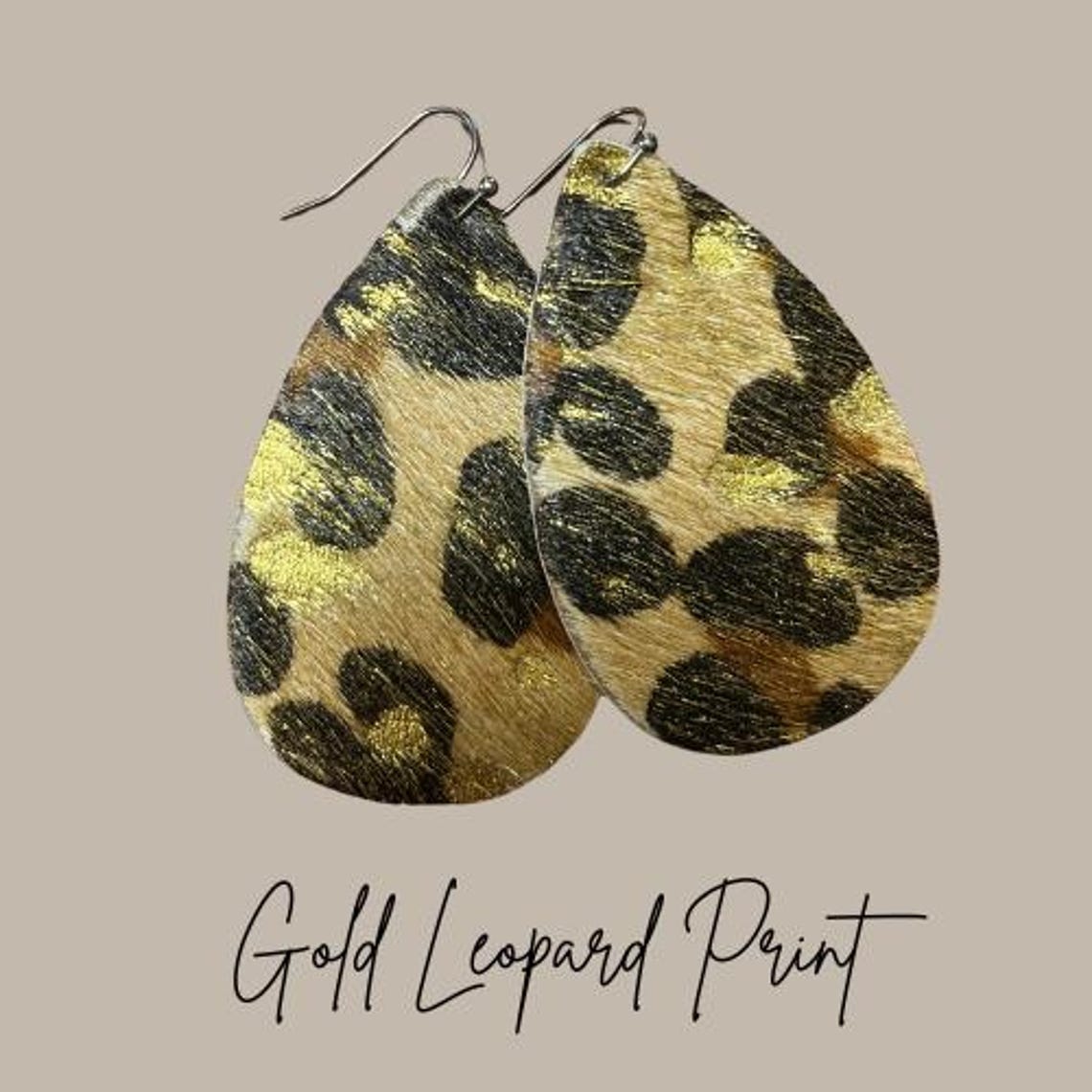 Leather Teardrop Earrings - Leopard and Cheetah Print - Etsy