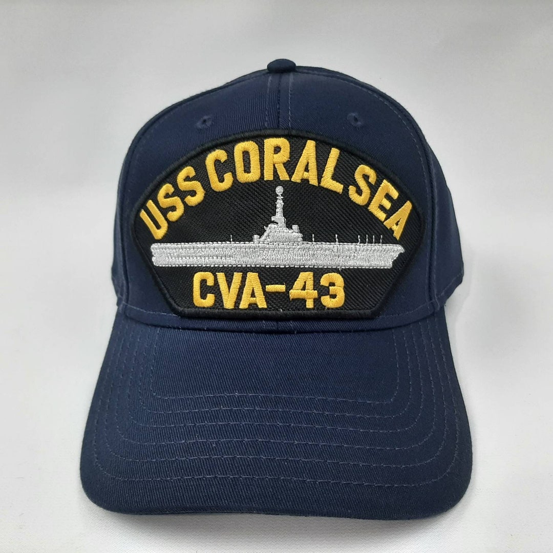 USS Coral Sea CVA-43 Men's Cap Patch Hat Navy Blue Acrylic - Etsy