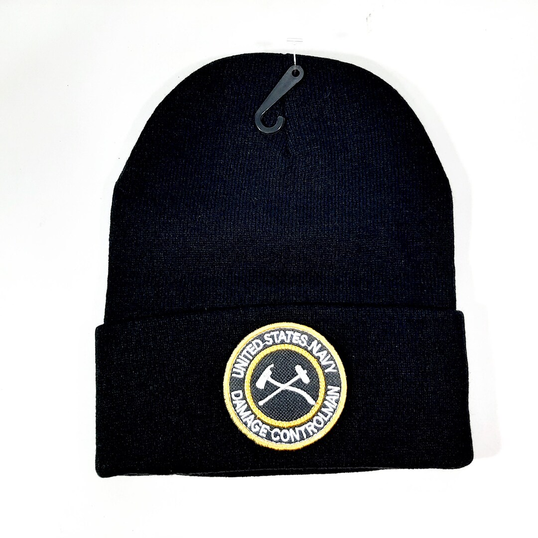 Damage Controlman Beanie Skull Cap Black Acrylic Embroidered - Etsy