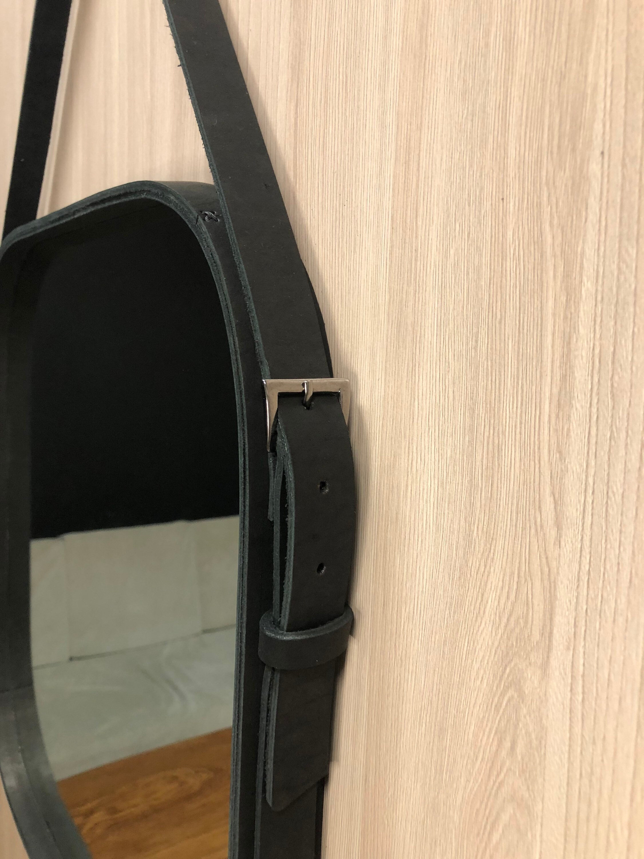 Adjustable Leather Strapped Mirror, Handmade Leather Mirror, Straps ...