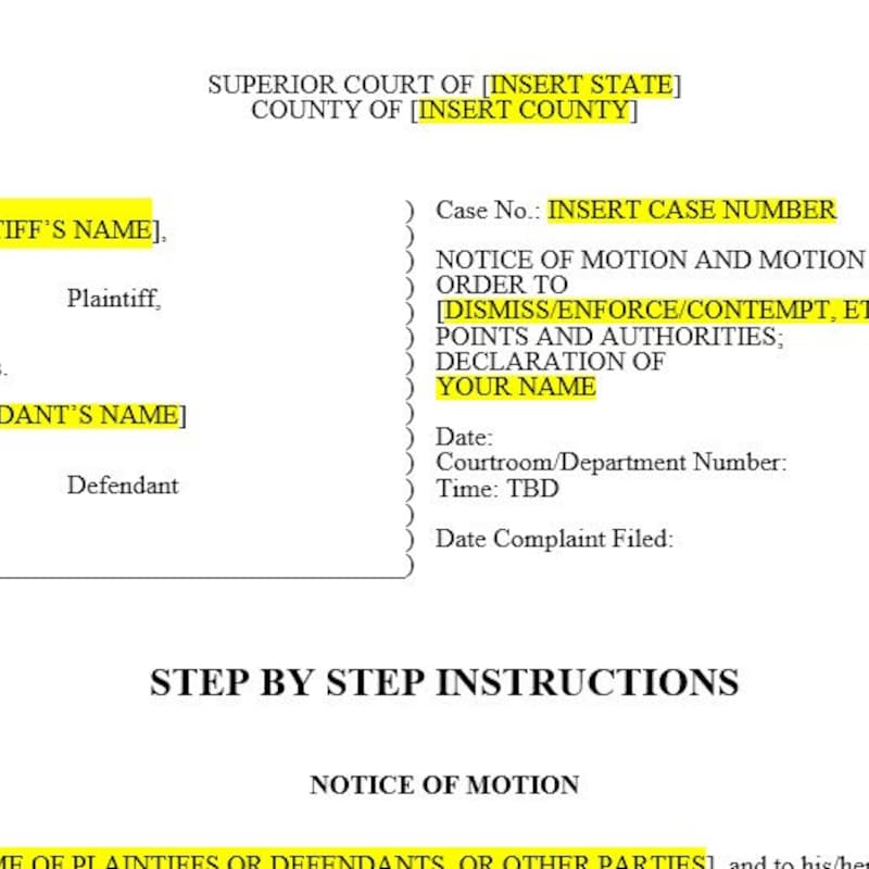 Template Motion Court - Etsy Canada