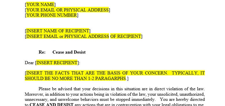 Cease and Desist Template - Etsy