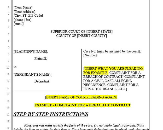 Pleading Paper - Get Your Court Paperwork Organized! - Etsy