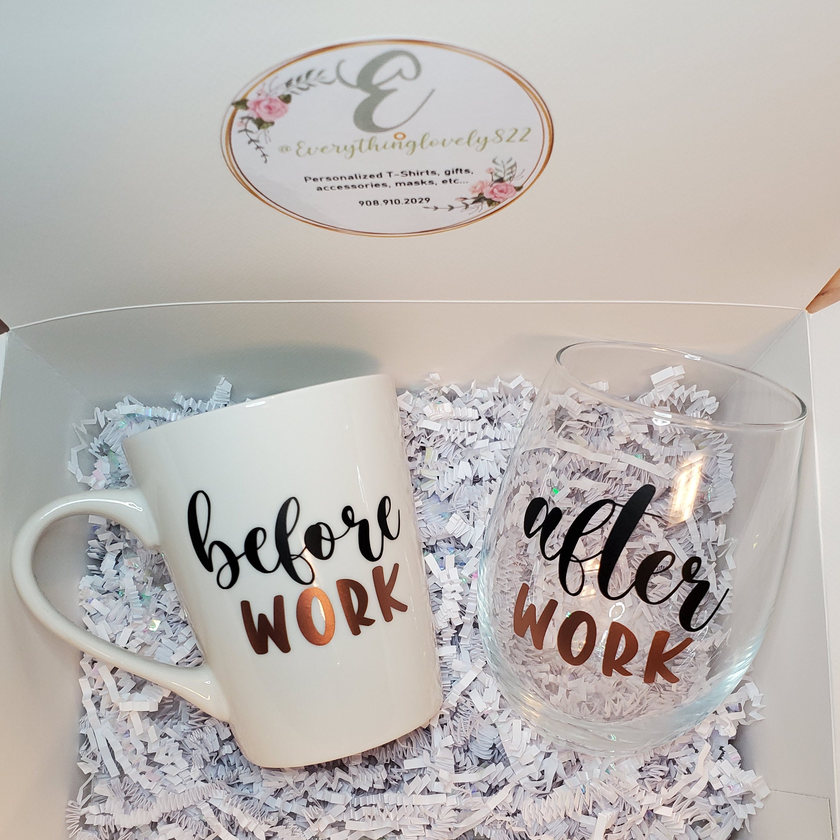 Before Work After Work Gift Set, Wine Glass and Mug Gift Sets, Coworker ...